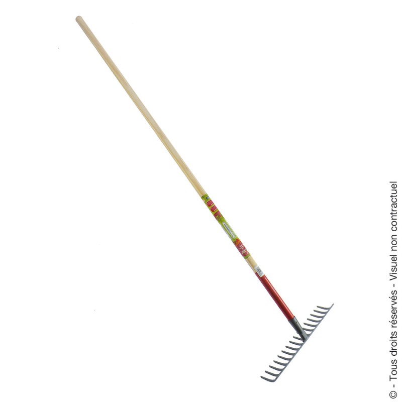 Soil rake with hardened socket - Curved tines